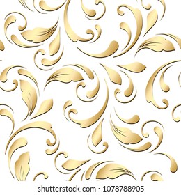 Golden Flowery Pattern Floral Seamless Texture Stock Vector (Royalty ...