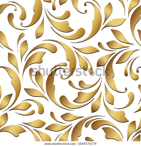 Golden Flowery Pattern Floral Seamless Texture Stock Vector (Royalty ...