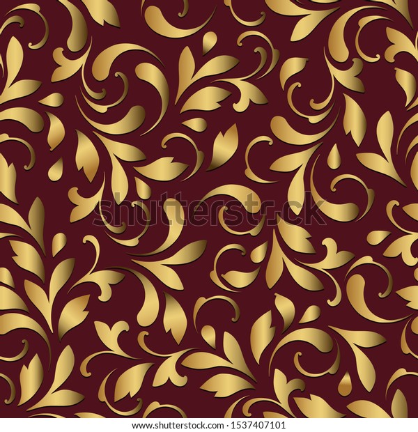 Golden Flowery Pattern Floral Seamless Texture Stock Vector (Royalty ...
