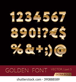 Golden Font Extra Bold Letters Part: vector de stock (libre de regalías ...