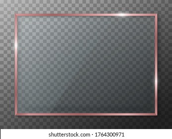 Golden Frame Glass Rectangle Border Rose Stock Vector (Royalty Free ...