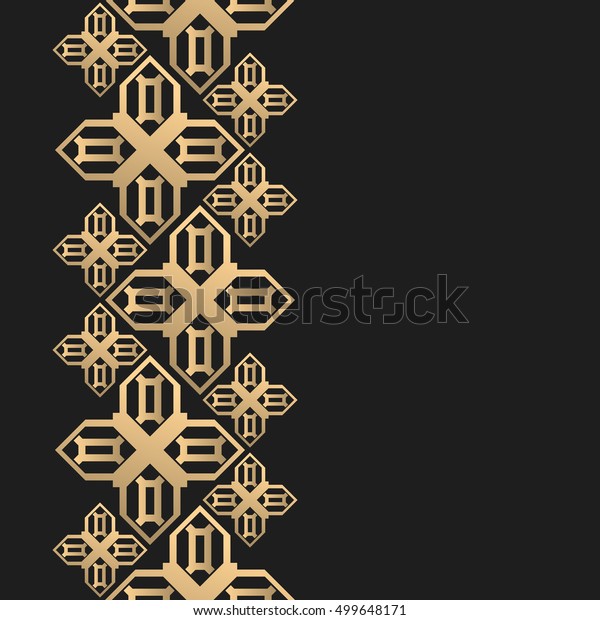Golden Frame Oriental Style Seamless Border 库存矢量图（免版税）499648171 ...