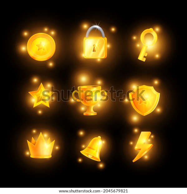 Golden Game Icon Set Vector Ui Stock Vector (Royalty Free) 2045679821 ...