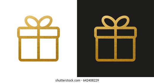 Golden Gift Icon Stock Vector (Royalty Free) 642408229