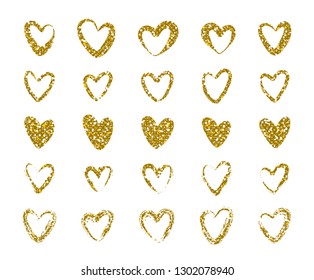 Golden Glitter Heart Set Vector Stock Vector (Royalty Free) 1302078940