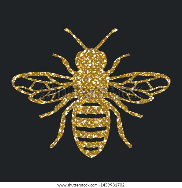 Golden Glitter Honey Bee Shape On Stock Vector (Royalty Free ...