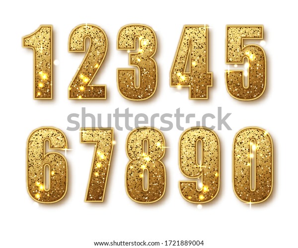 Golden Glitter Number Numbers Set Luxury Stock Vector (Royalty Free ...