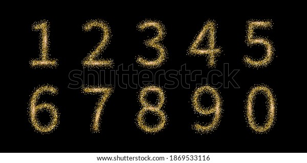 Golden Glitter Numbers Set On Black Stock Vector (Royalty Free ...