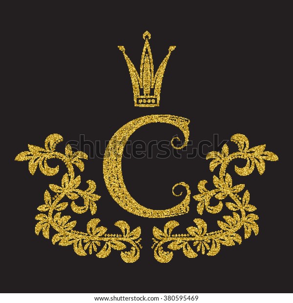 Golden Glittering Letter C Monogram Vintage Stock Vector (Royalty Free ...