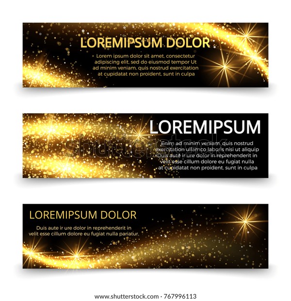 Golden Glittering Magic Sparkle Stardust Banners Stock Vector (Royalty ...