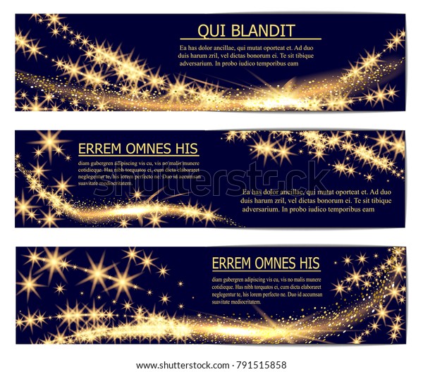 Golden Glittering Magic Sparkle Stardust Banners Stock Vector (Royalty ...