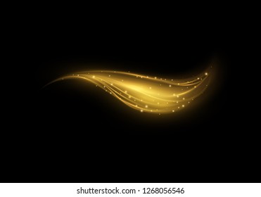 Golden Glowing Wavy Light Effect Isolated Stock Vector (Royalty Free ...