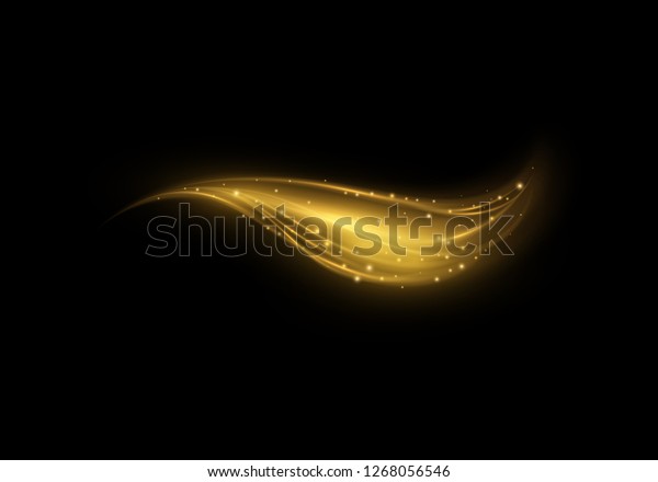 Golden Glowing Wavy Light Effect Isolated Stock Vector (Royalty Free ...