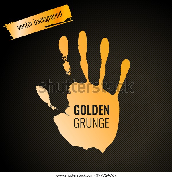 Golden Handprint Grunge Style Vector Illustration Stock Vector (Royalty ...