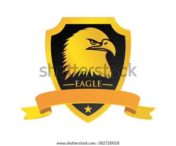 Golden Hawk Heraldic Shield Image Vector Stok Vektör (Telifsiz) 382720018