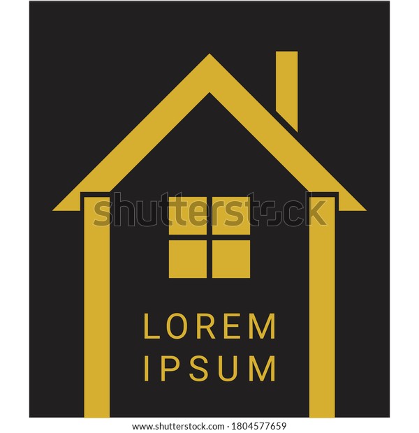 Golden Home Logo Black Square Design Stock Vector (Royalty Free ...
