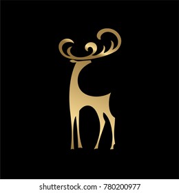 Golden Horned Deer Stock Vector (Royalty Free) 780200977 | Shutterstock