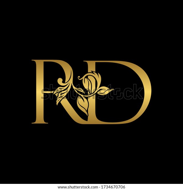 Vektor Stok Golden Initial Letter R D Rd (Tanpa Royalti) 1734670706 ...