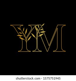 Golden Initial Y M Ym My Stock Vector (Royalty Free) 1575751945