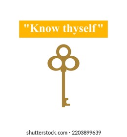 Golden Key Words Know Thyself Orange Stock Vector (Royalty Free ...