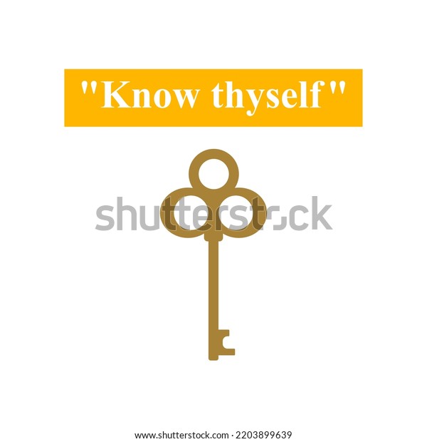 Golden Key Words Know Thyself Orange Stock Vector (Royalty Free ...