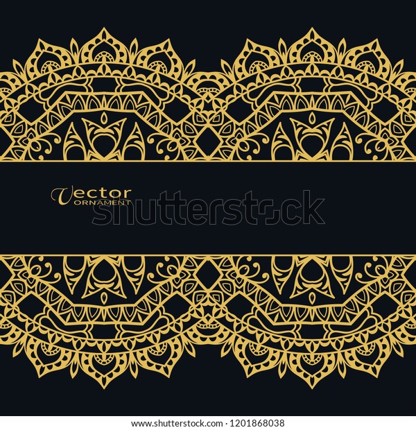 Golden Lace Border On Black Background Stock Vector (Royalty Free ...