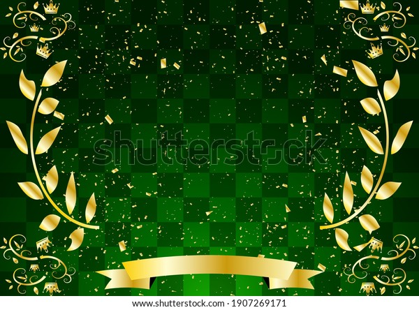 Golden Laurel Crown Frame Green Checked Stock Vector (Royalty Free ...