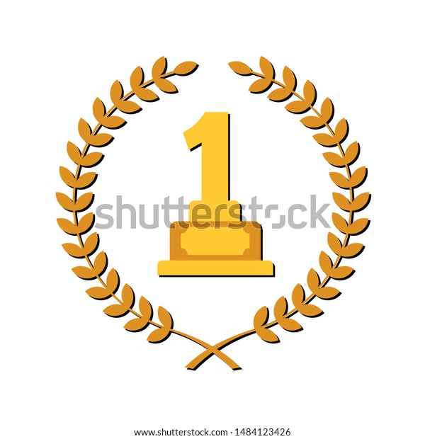 Golden Laurel First Place Stock Vector (Royalty Free) 1484123426 ...