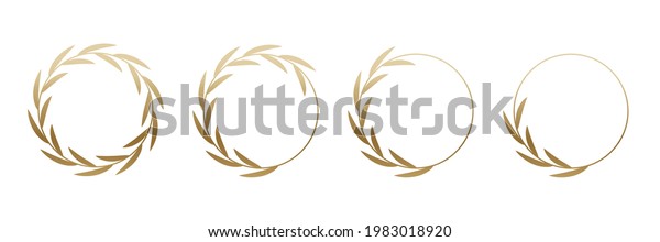 Golden Laurel Wreath Round Frame Set Stock Vector (Royalty Free ...