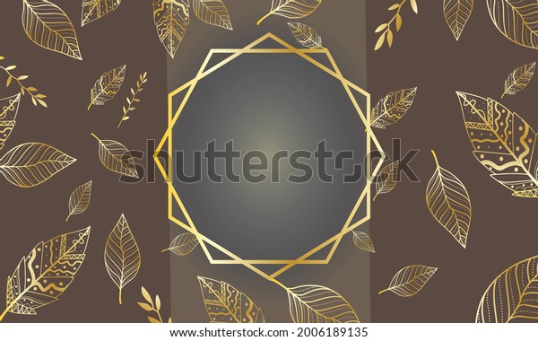 Golden Leaf Frame Beautiful Background Stock Vector (Royalty Free ...