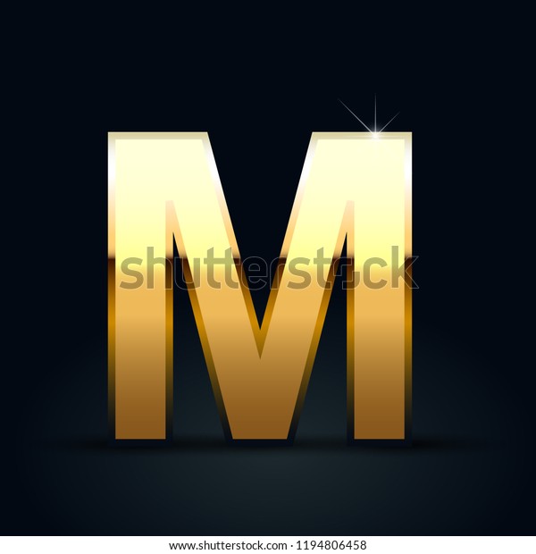 Golden Letter M Uppercase Vector Font Stock Vector (Royalty Free ...
