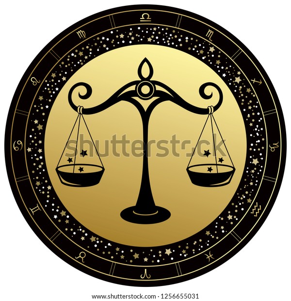 Golden Libra Horoscope Symbol Vector Zodiac Stock Vector (Royalty Free ...