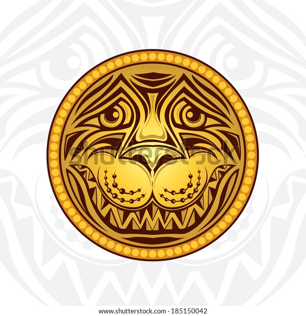 Golden Lion Head Label Stock Vector (Royalty Free) 185150042 | Shutterstock