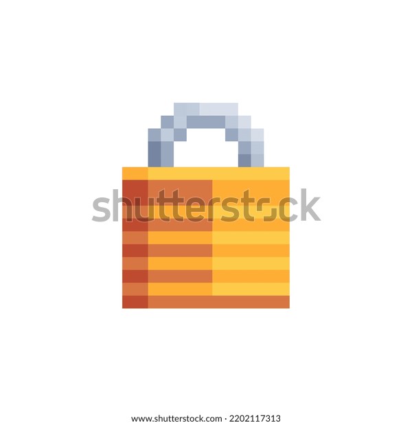 Golden Lock Sticker Pixel Art Icon Stock Vector (Royalty Free ...