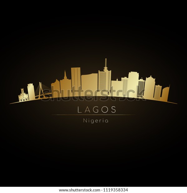 Golden Logo Lagos Skyline Vector Silhouette Stock Vector (Royalty Free ...