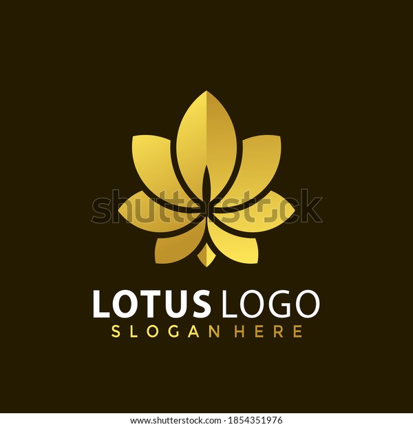 Golden Lotus Logo Design Vector Illustration Stock Vector (Royalty Free ...