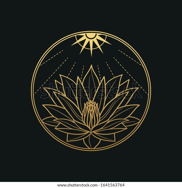 Golden Lotus Vector Hand Drawn Illustration Stock Vector (Royalty Free ...