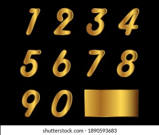 Set Elegant Gold Metal Numbers Stock Vector (Royalty Free) 1891059568 ...