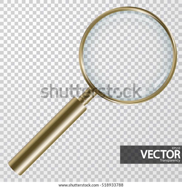 Golden Magnifier Checkered Background Showing Transparency Stock Vector ...