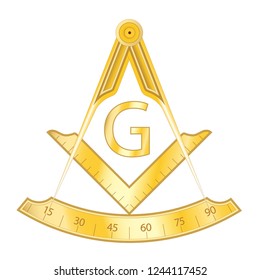Golden Masonic Square Compass Symbol G Stock Vector (Royalty Free ...