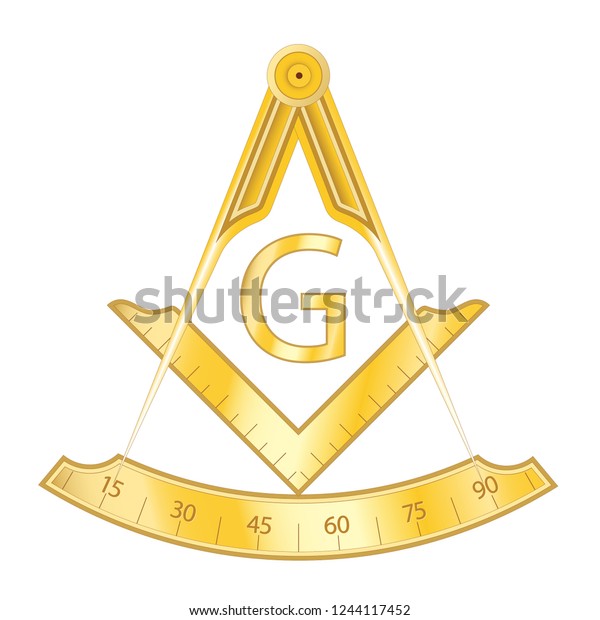 Golden Masonic Square Compass Symbol G Stock Vector (Royalty Free ...