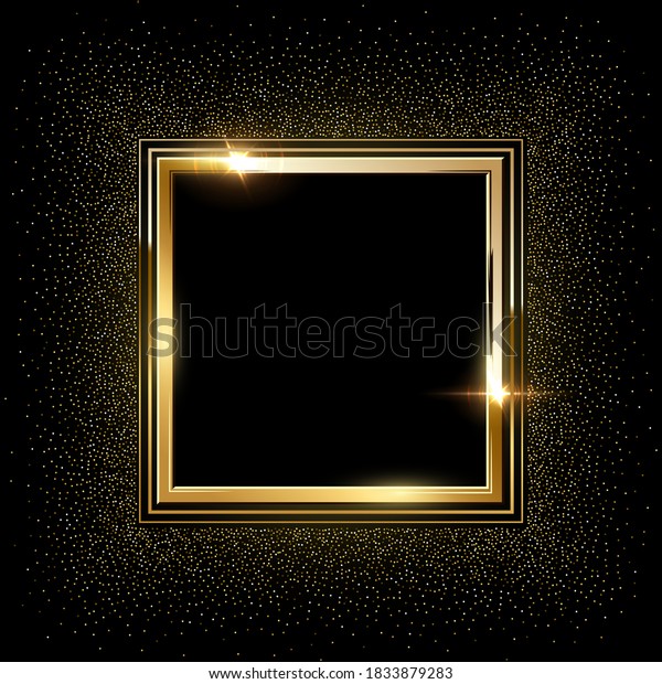 Golden Metal Square Frames Sparkles Background Stock Vector (Royalty ...