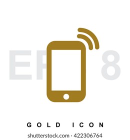 Golden Mobile Telephone Vector Icon Logo Stock Vector (Royalty Free ...