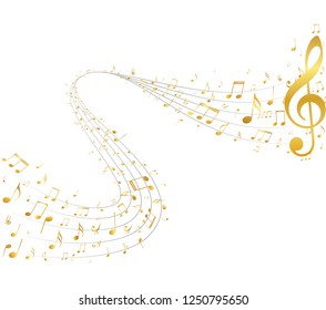 Golden Music Notes Background Stock Vector (Royalty Free) 1250795650 ...