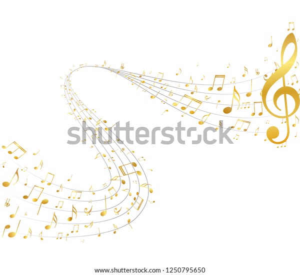 Golden Music Notes Background Stock Vector (Royalty Free) 1250795650 ...