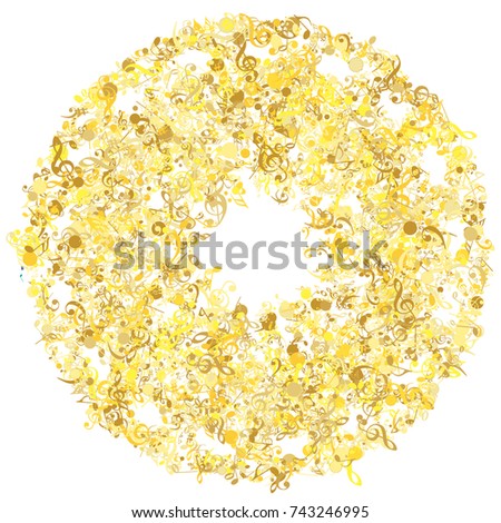 Golden Music Notes Confetti Vector Falling Stock Vector (Royalty Free ...