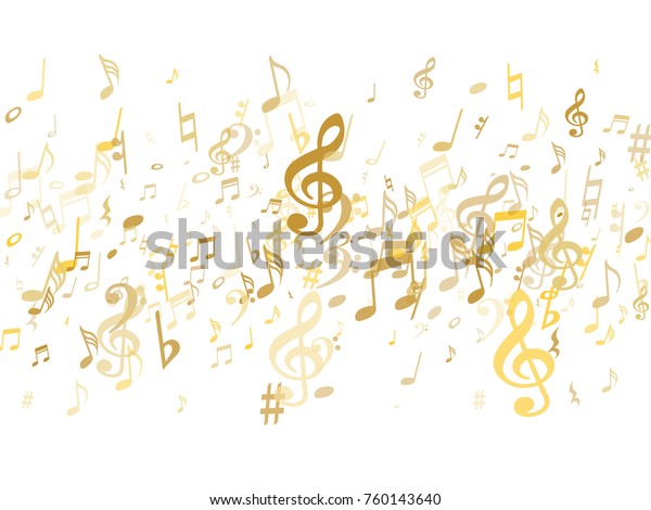 Golden Musical Notes Flying Isolated On Stock Vector (Royalty Free ...