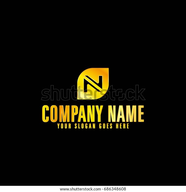 Golden N Letter Emblem Black Background Stock Vector (Royalty Free ...