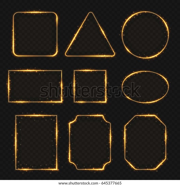 Golden Neon Shiny Electric Rectangle Borders Stock Vector (Royalty Free ...