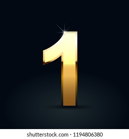 Golden Number 1 3d Render Shiny Stock Illustration 1352250530 ...